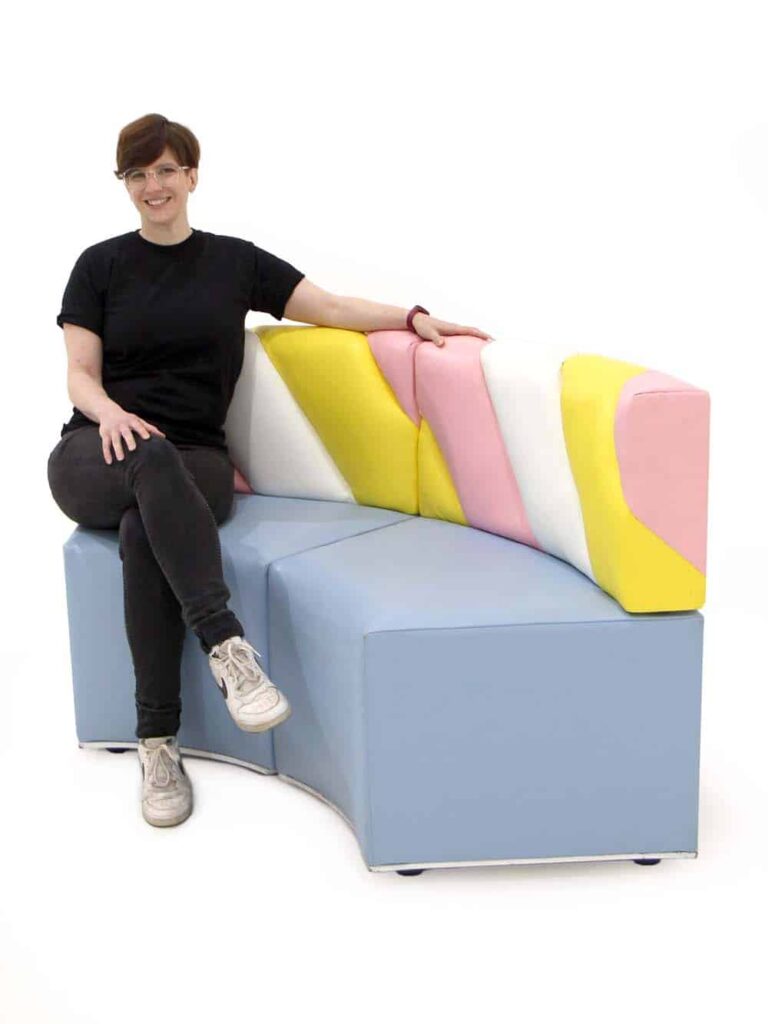 Modular Seating Unit - Curved - Low Back - Pink, Yellow, White & Blue (Single Unit) | EPH ...