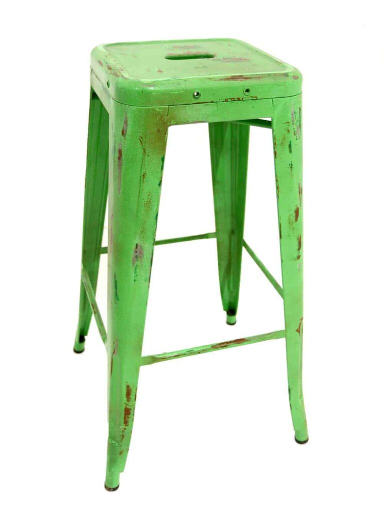 Distressed Metal Bar Stool (Green) - 76cm | EPH Creative - Event Prop Hire